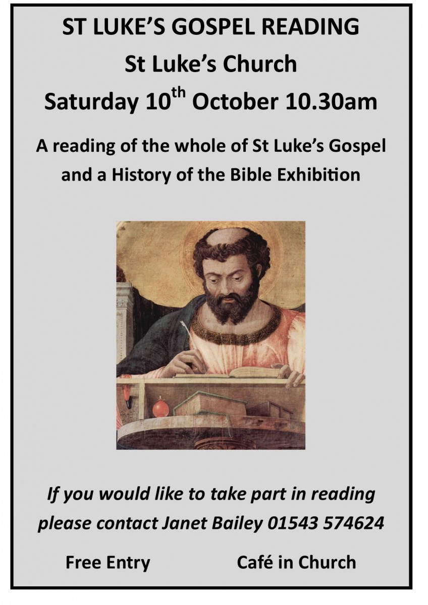 10th October St Luke's Gospel Reading and - St Luke's Church Cannock